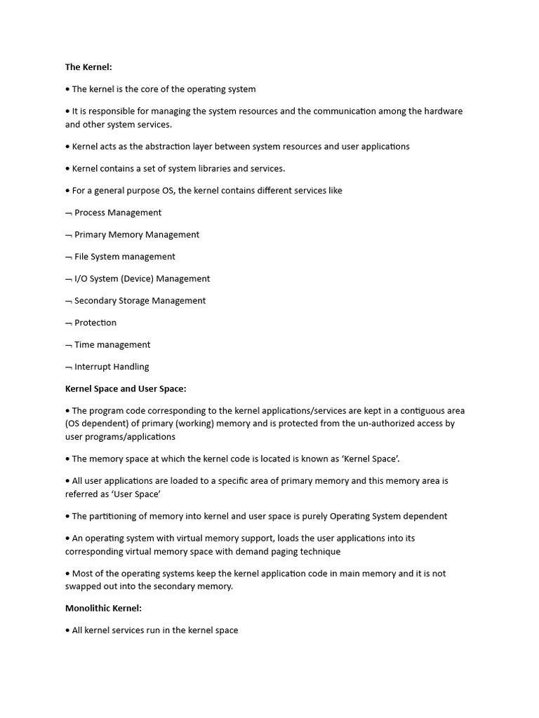 Unit 1 | PDF | Kernel (Operating System) | Computer Data Storage