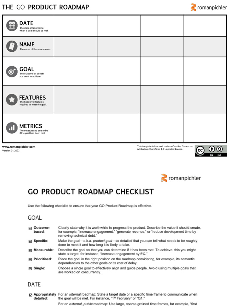 GO Product Roadmap With Checklist | PDF | Goal | Cognition