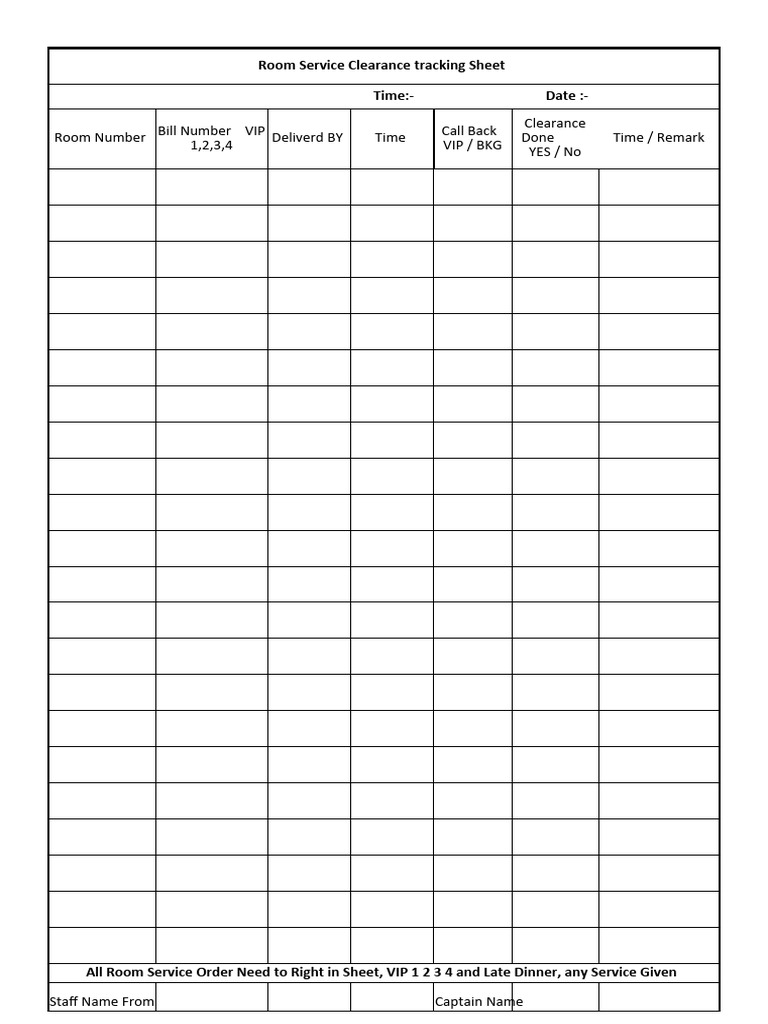 Room Service Room Clearence | PDF