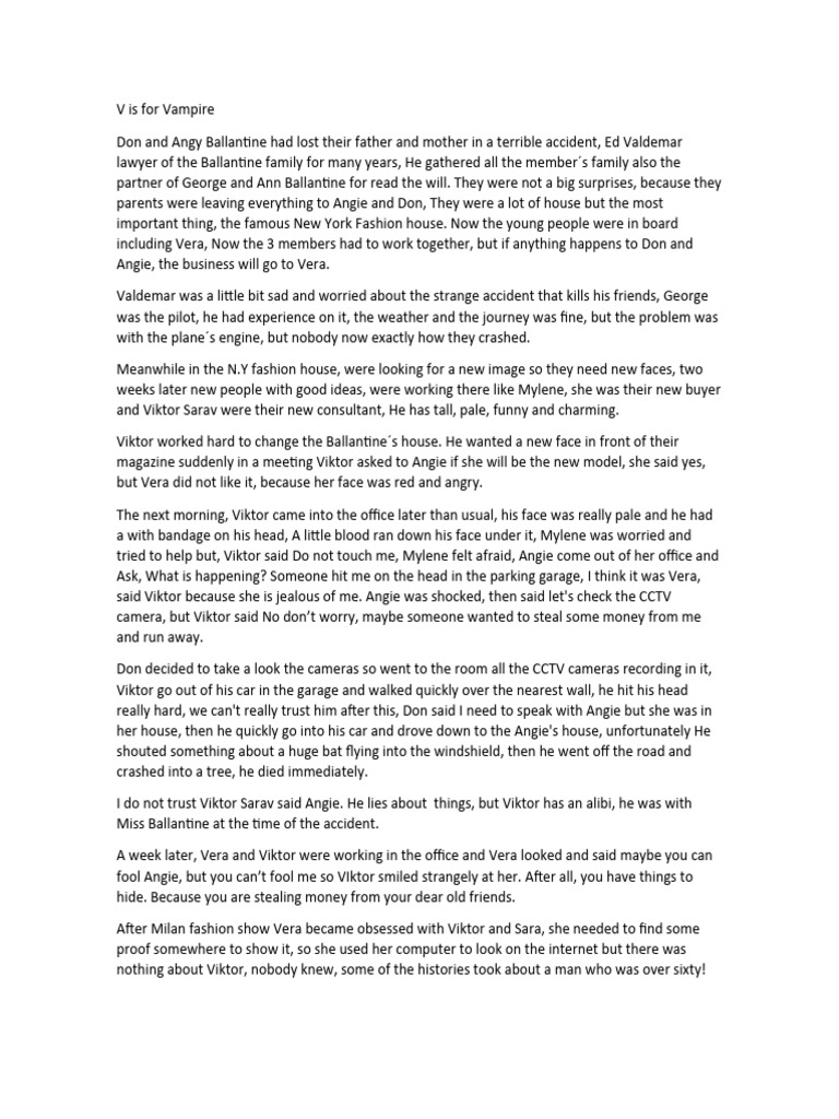 V Is For Vampire | PDF