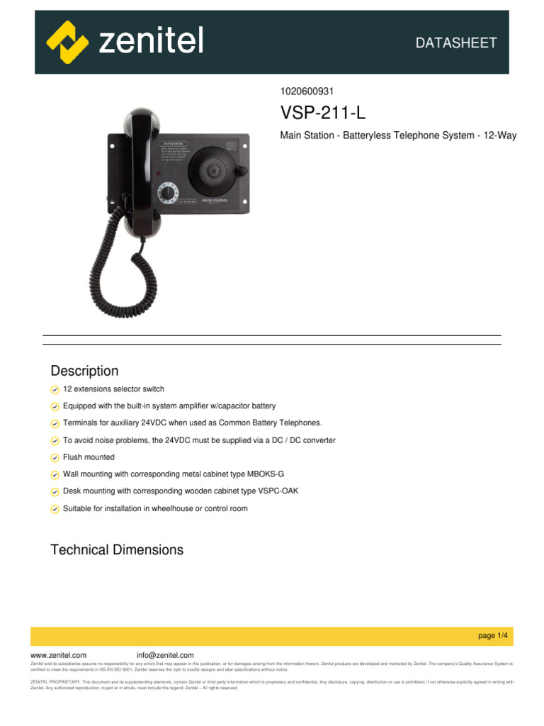 VSP211L | PDF | Iso 9000 | Electrical Components