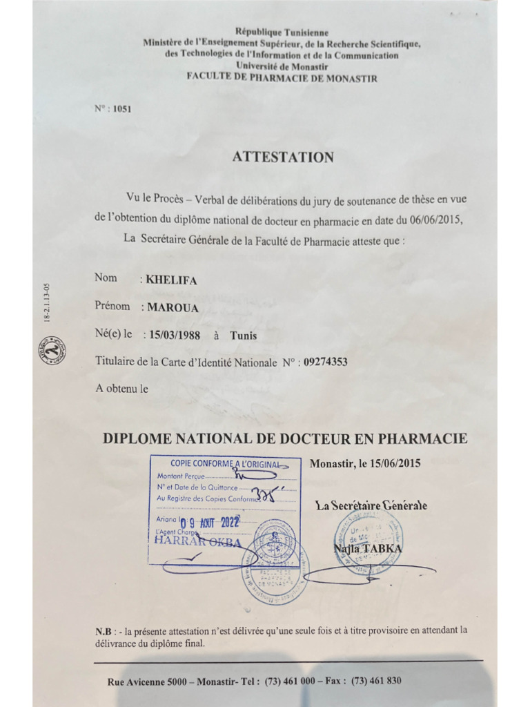 Attestations Et Justificatifs | PDF