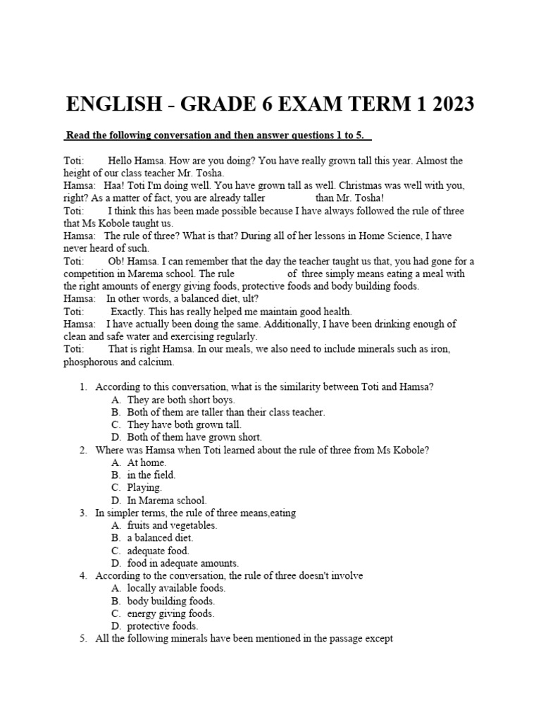 English Grade 6 | PDF | Foods | Clothing