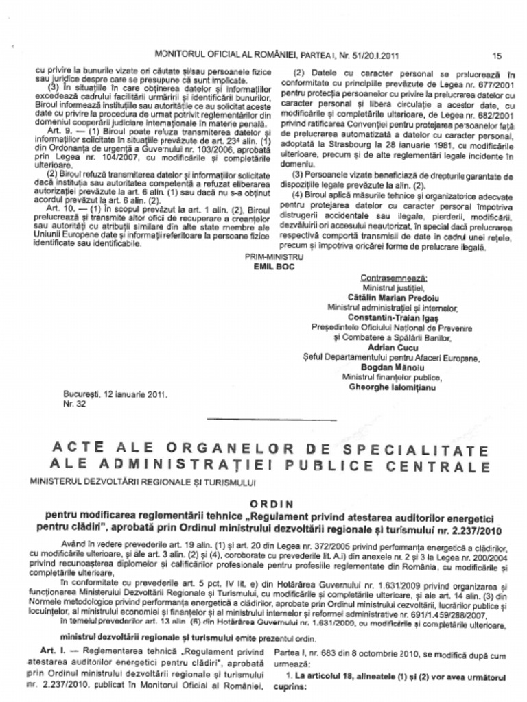 Ordin Modificare OMDRT 22372010 | PDF