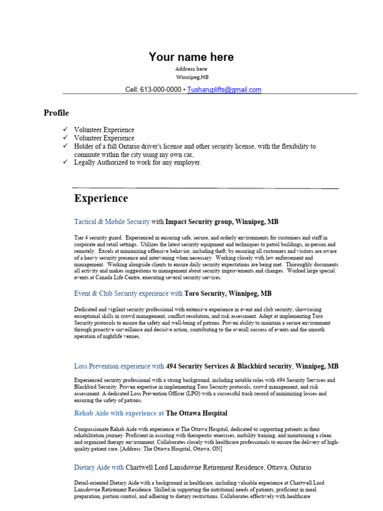 Canadian Style Resume Tusharuplifts | PDF | Health Care | Physical Therapy