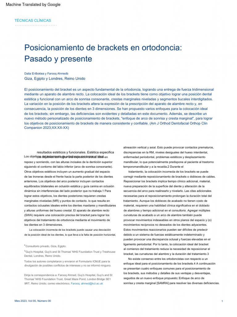 Posicionamiento Ideal de Brackets | PDF | Ortodoncia | Odontología