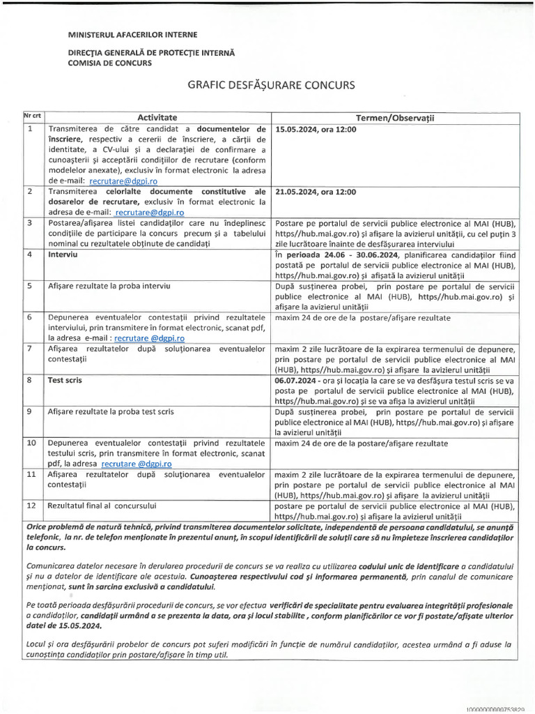 Grafic Concurs 5 Posturi DIAM - CIAM | PDF