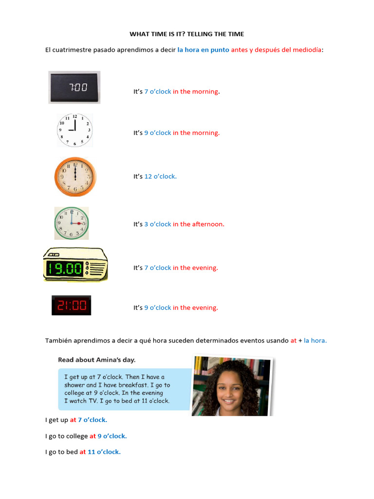 Aprende a Decir la Hora en Inglés | PDF