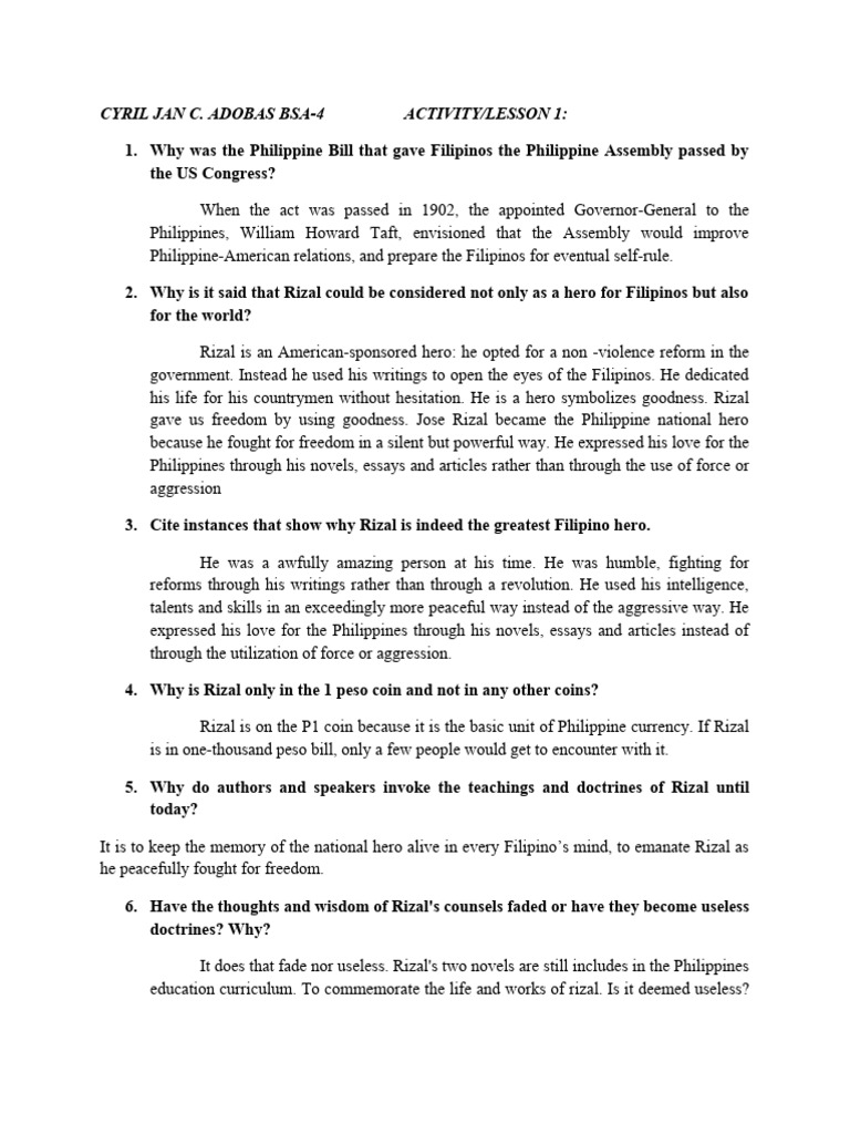 Rizal's Legacy and Heroism | PDF | Philippines