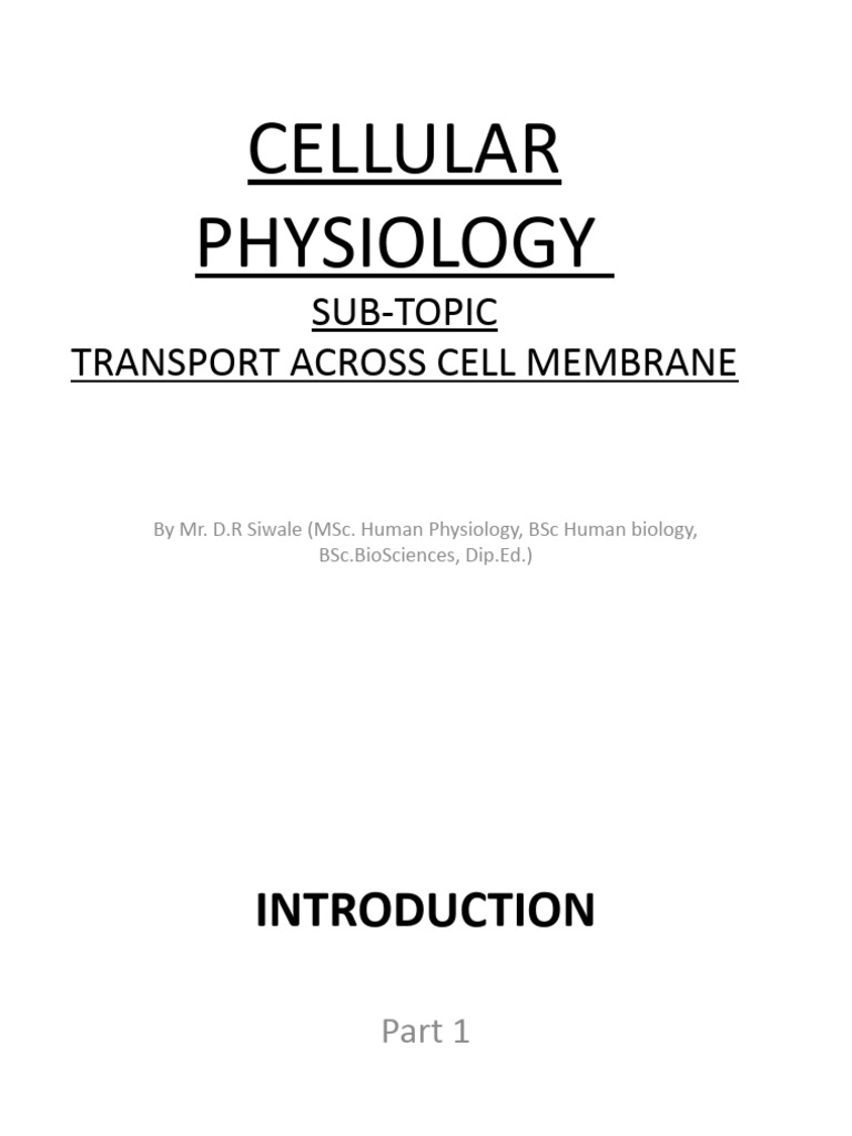 B. Cell Physiology Transport Across Cellmembrane | PDF | Cell Membrane ...