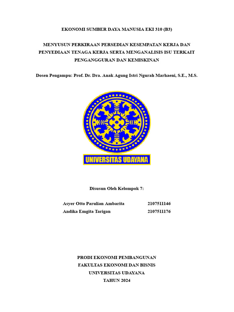 Paper Kelompok 7 - MENYUSUN PERKIRAAN PERSEDIAN KESEMPATAN KERJA DAN ...