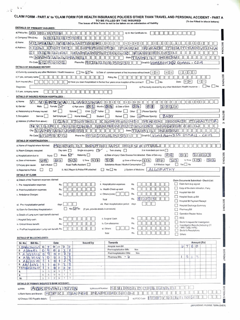 Claim Form | Download Free PDF | Insurance