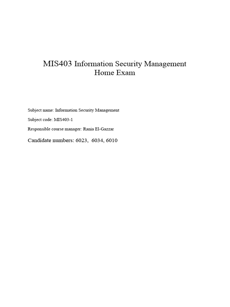 Information Security Management 2 | PDF | Security | Computer Security