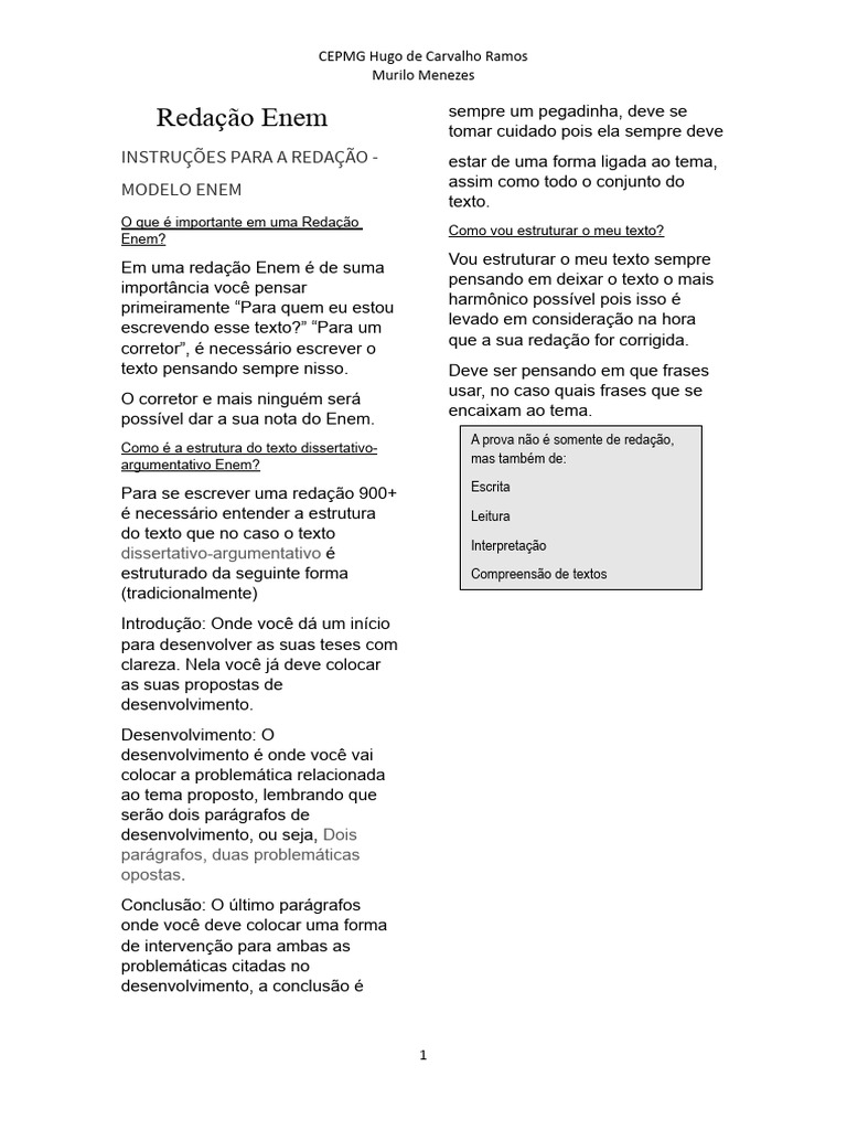 Redação Enem Redação Pdf