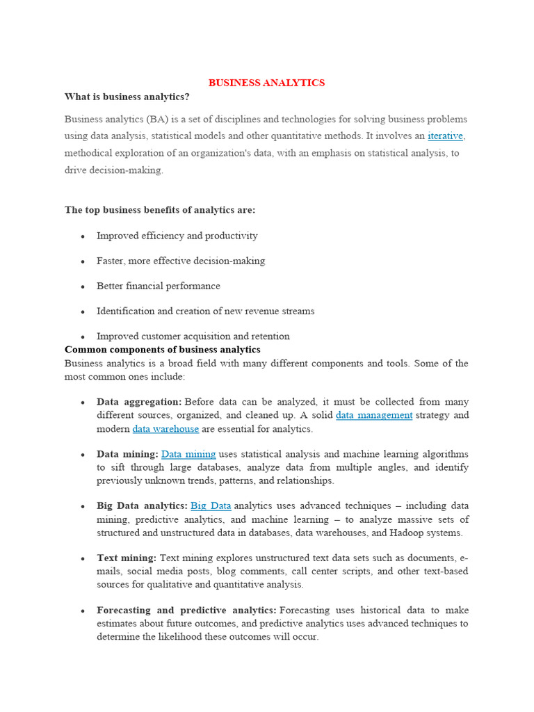 Business Analytics Overview | PDF | Analytics | Artificial Intelligence