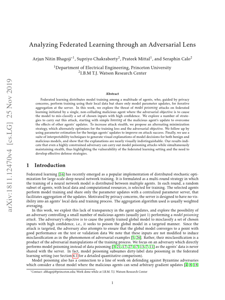 Analyzing Federated Learning Through An Adversarial Lens | PDF | Applied Mathematics ...