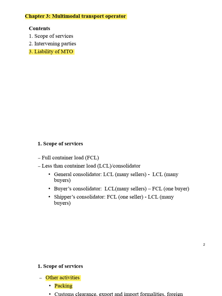 Chapter 3 - Multimodal Transport Operation | PDF