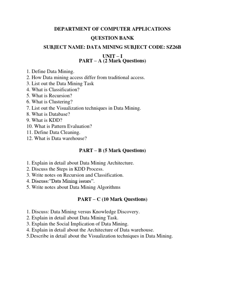 DM QUES | Download Free PDF | Data Mining | Cluster Analysis