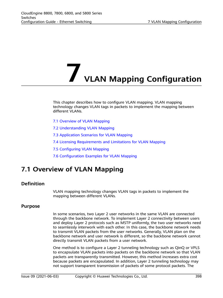 01-07 VLAN Mapping Configuration | PDF | Computer Network | Network Switch