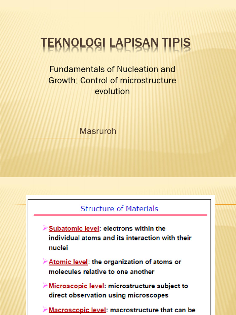 Prinsip Dasar Lapisan Tipis - 2020 | PDF | Nucleation | Thin Film