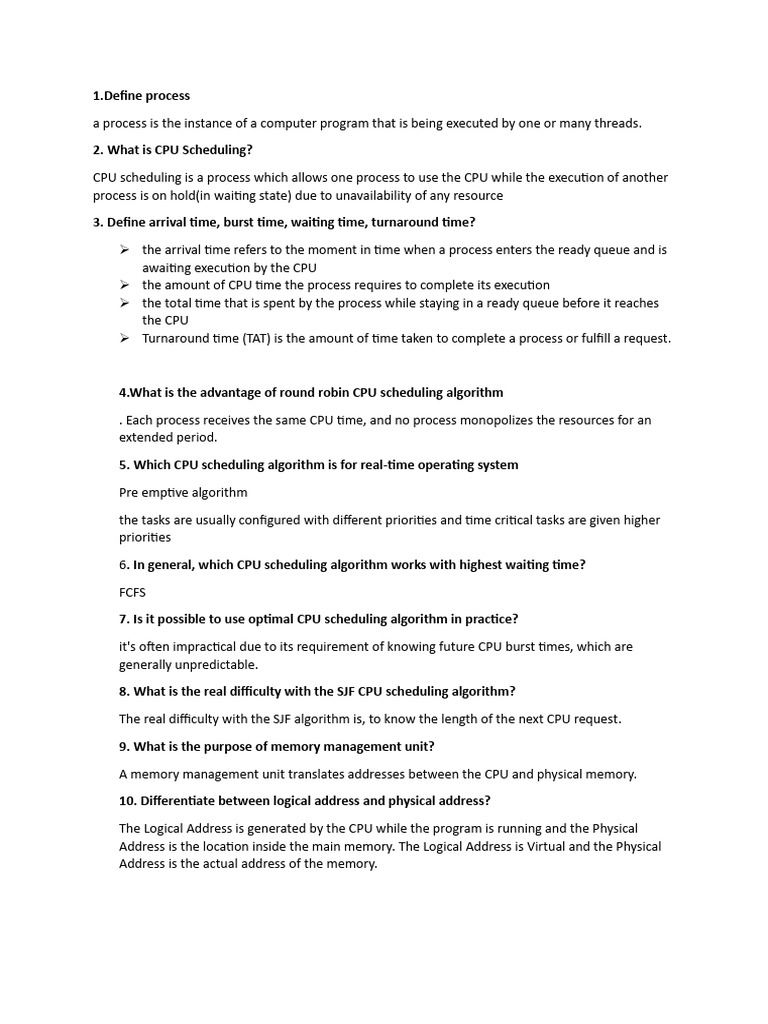 Os Viva | PDF | Scheduling (Computing) | Process (Computing)