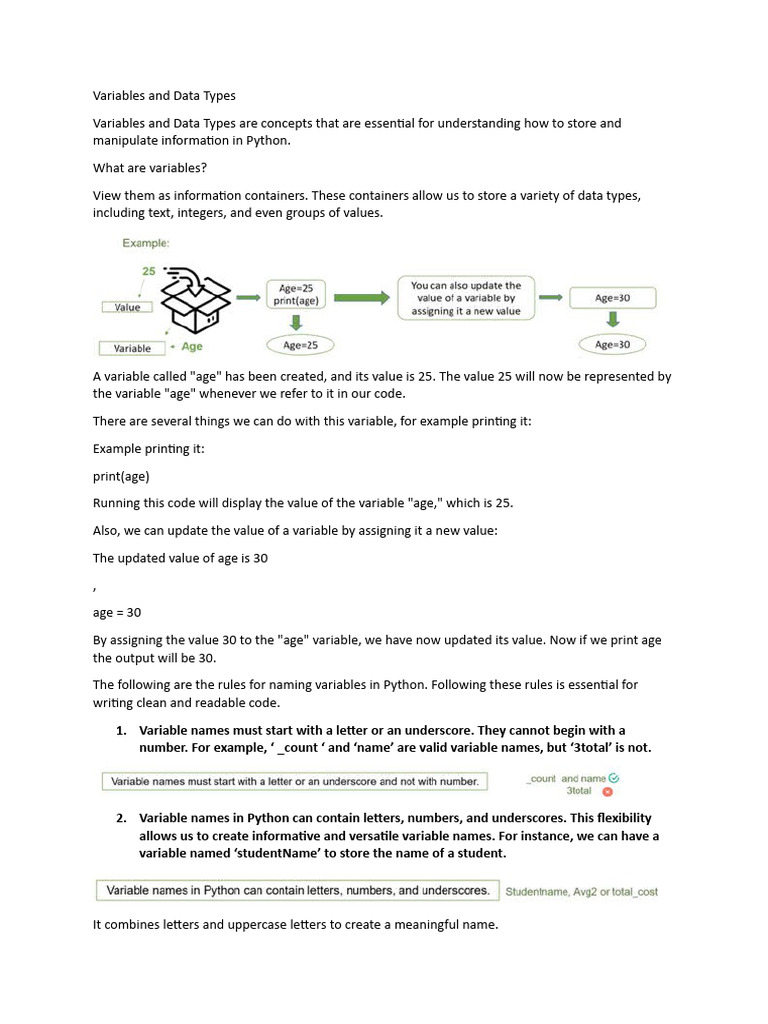 Variables and Data Types | PDF | Data Type | String (Computer Science)