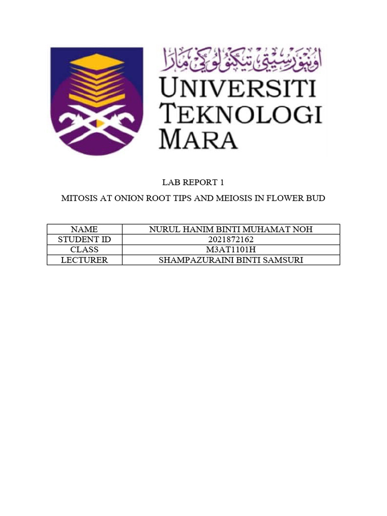 Lab Report 1 (Iii) (Agr122) | PDF | Mitosis | Meiosis