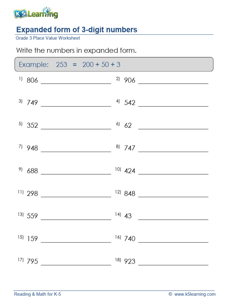 Grade 3 Expanded Form Worksheet | PDF | Teaching Methods & Materials