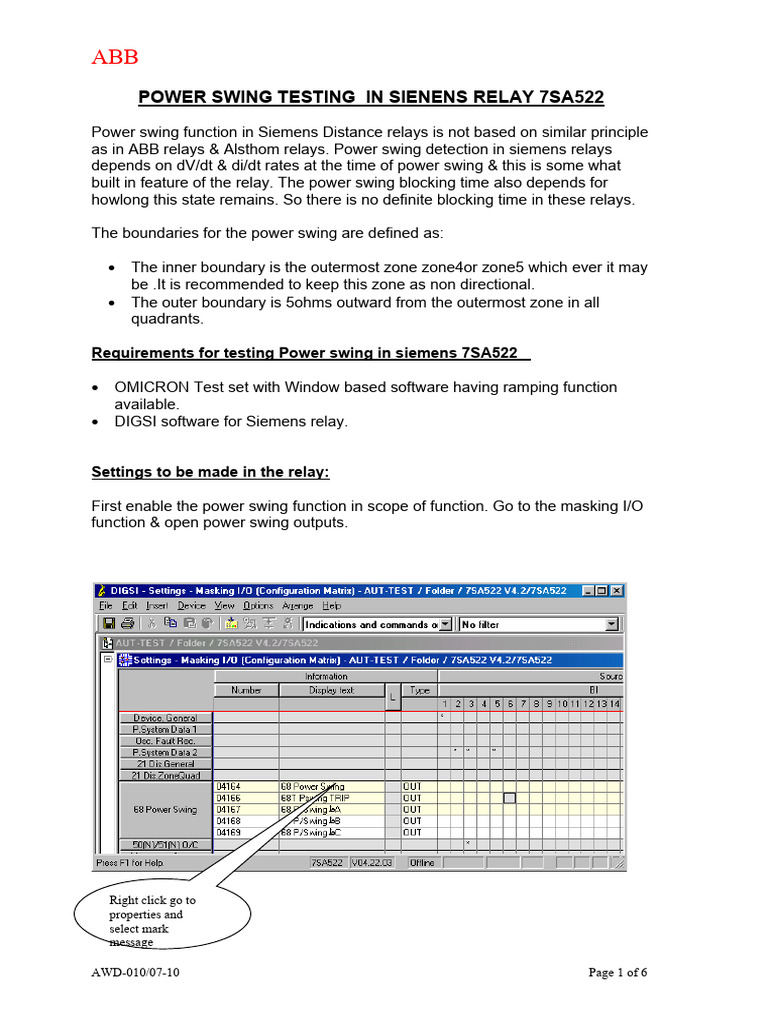 Power Swing Testing in Sienens Relay 7sa522 | Download Free PDF ...