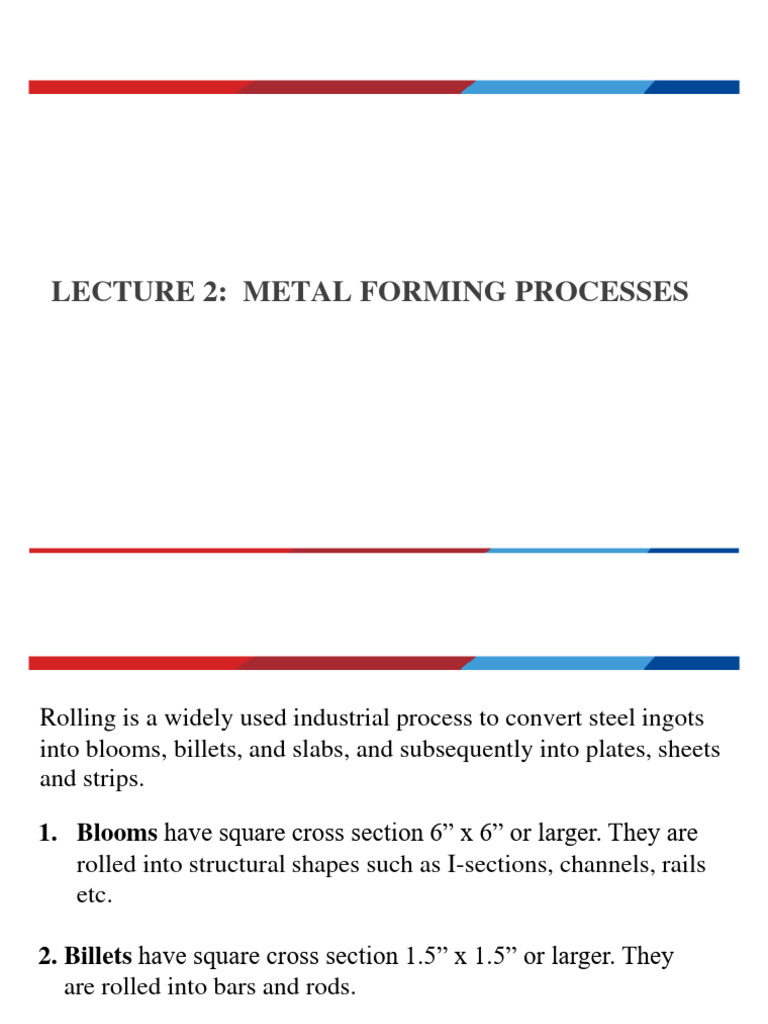 Metal Forming Lect 2 | PDF | Deformation (Engineering) | Rolling (Metalworking)