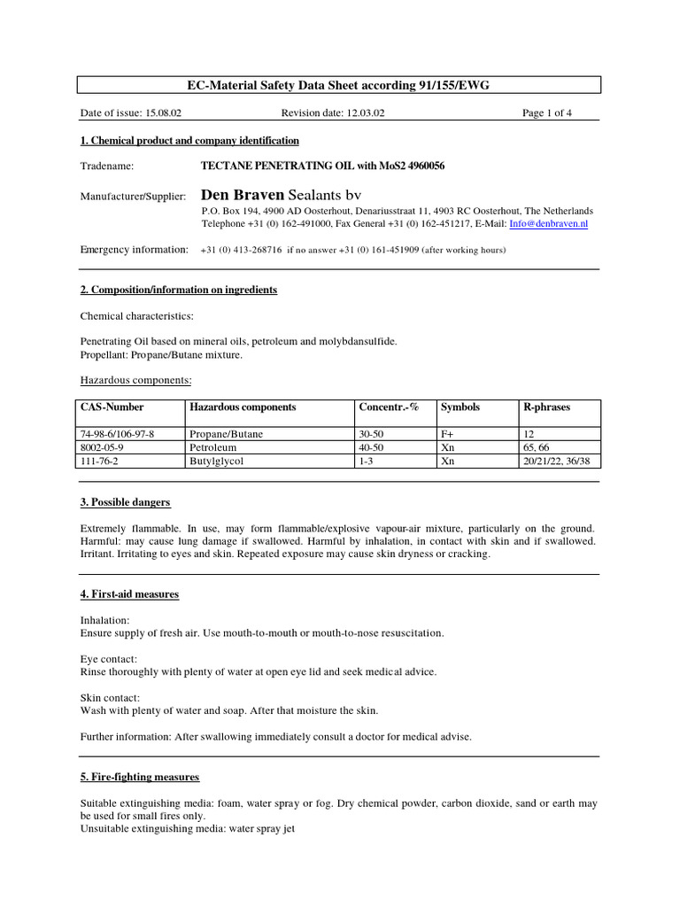 Tectane Penetrating Oil With MoS2 4960056 | PDF | Water | Petroleum