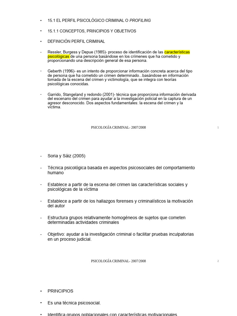 Perfil Criminal | PDF | Sicología | Perfil del delincuente