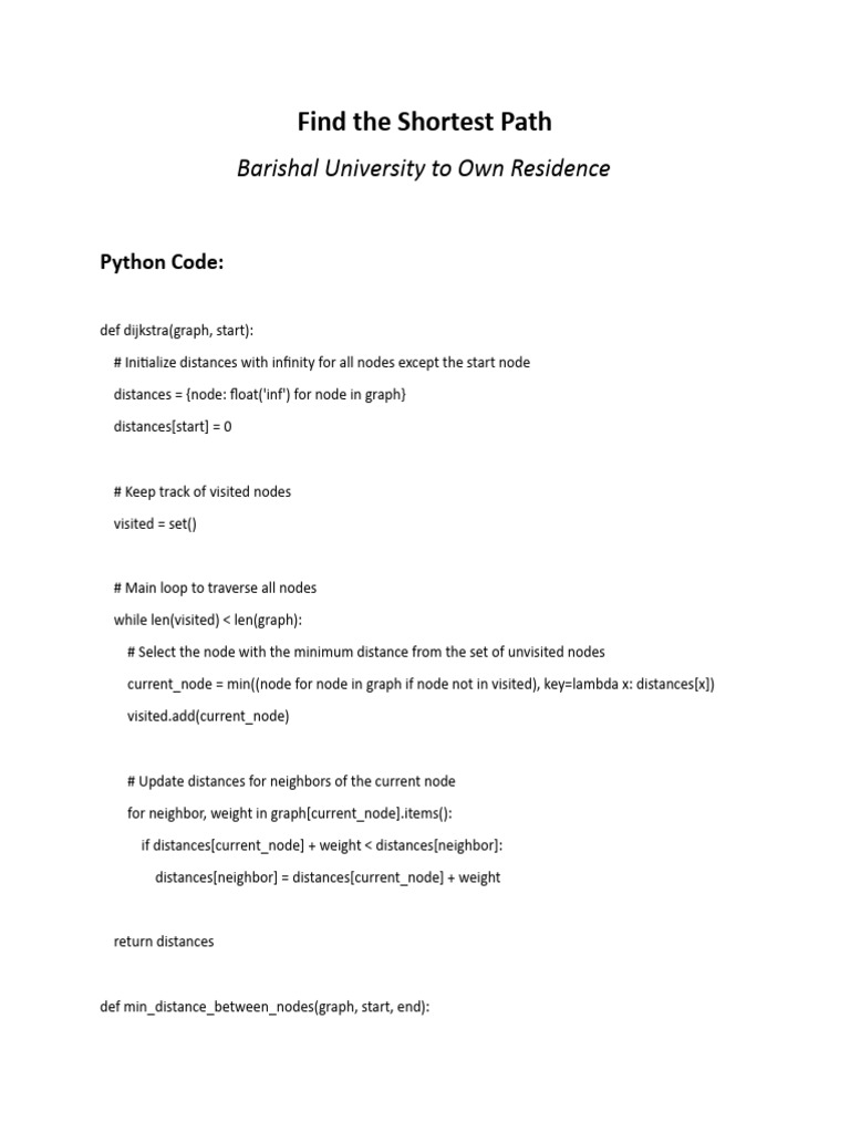 Shortest Path Algorithms in Python | PDF | Vertex (Graph Theory ...