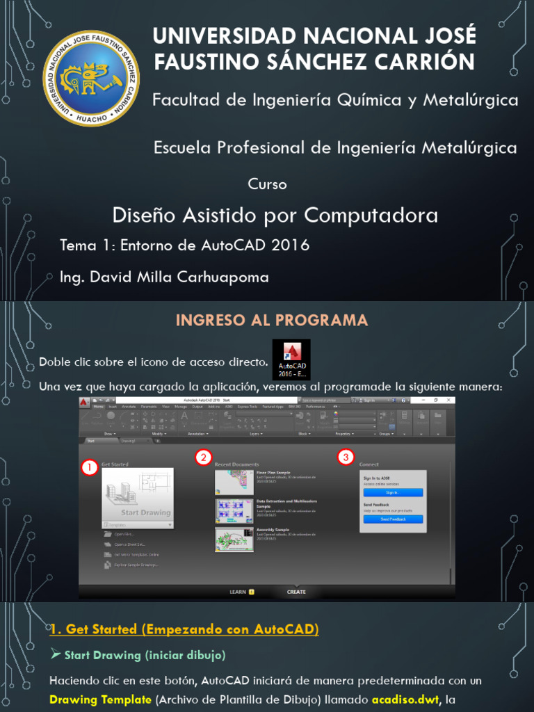 Tema 1_Entorno de AutoCAD 2016 | PDF | Ventana (informática) | Cad ...