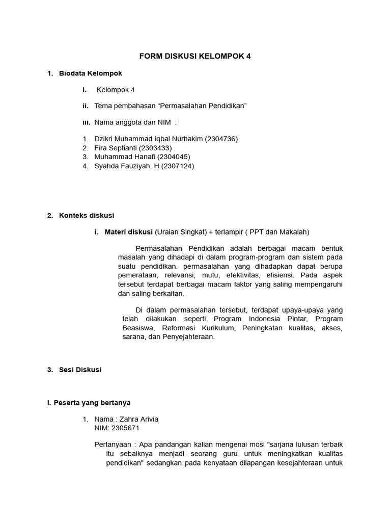 Diskusi Kelompok: Masalah Pendidikan | PDF