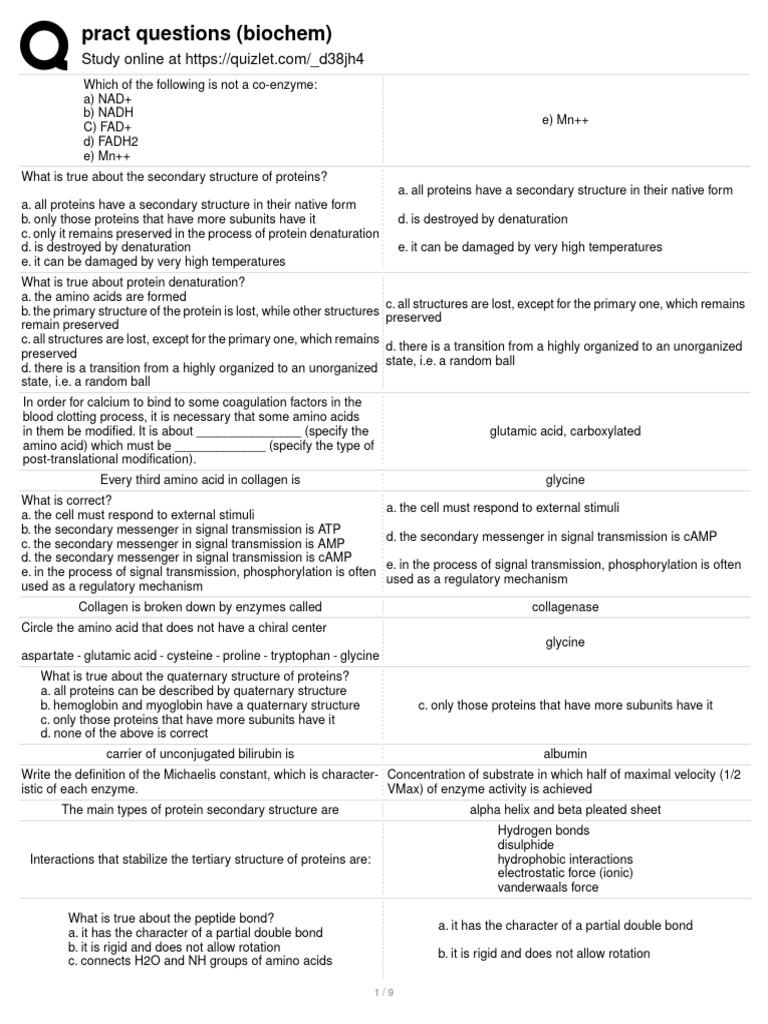 Practice Q1 (Biochem) | PDF | Enzyme Inhibitor | Enzyme