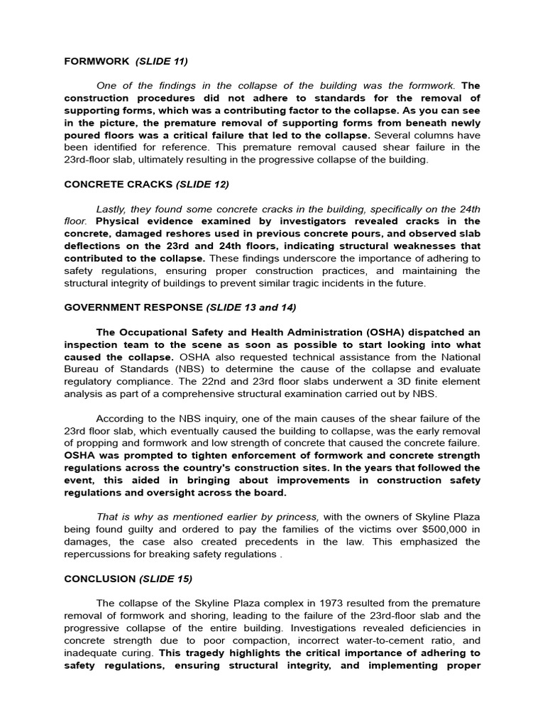 Case Study Script | Download Free PDF | Concrete | Occupational Safety And Health Administration