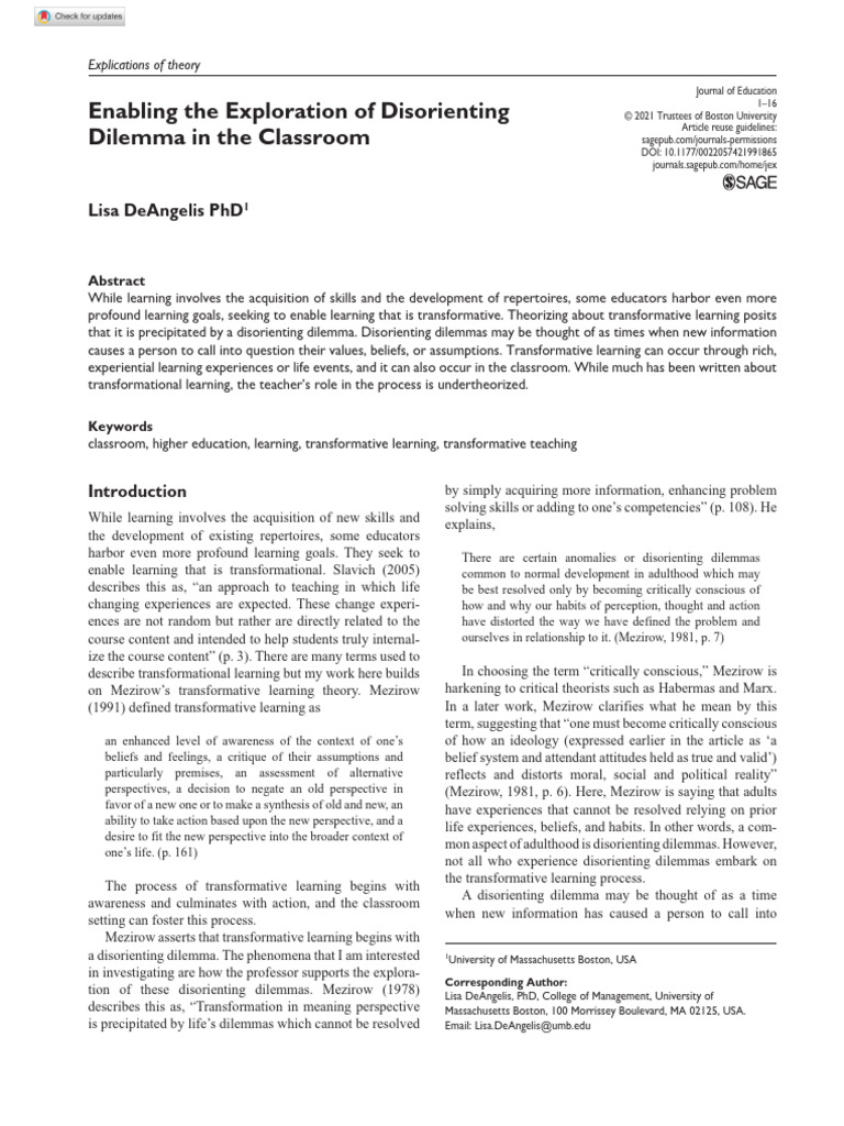 Enabling The Exploration of Disorienting | PDF | Learning | Experience Enabling The Exploration of Disorienting | PDF | Learning | Experience