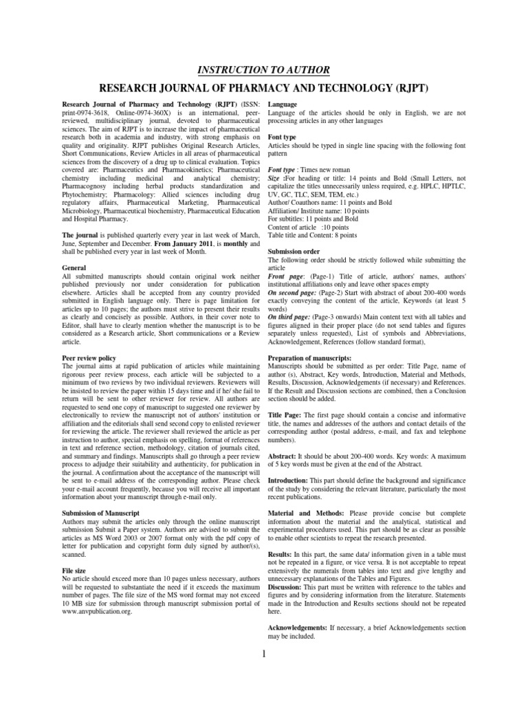 Instructions To Author | PDF