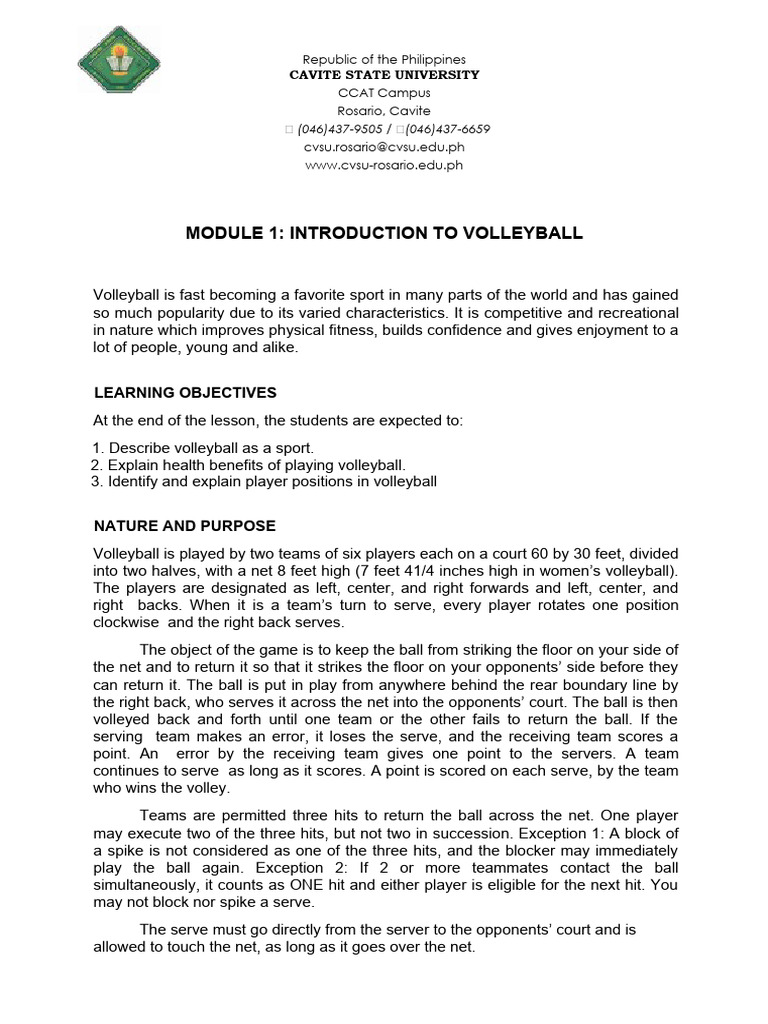 Module 1-Introduction To Volleyball | PDF | Volleyball