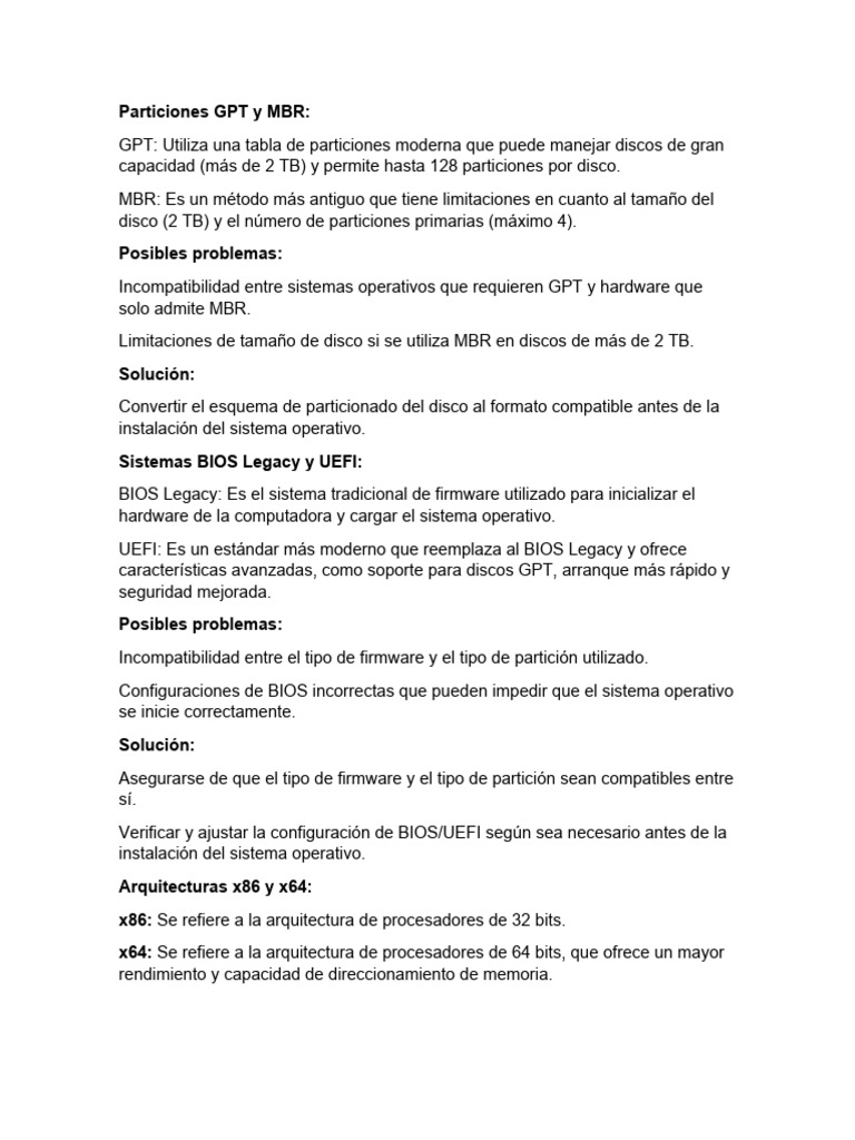 Particiones GPT y MBR | PDF | Bios | Arranque
