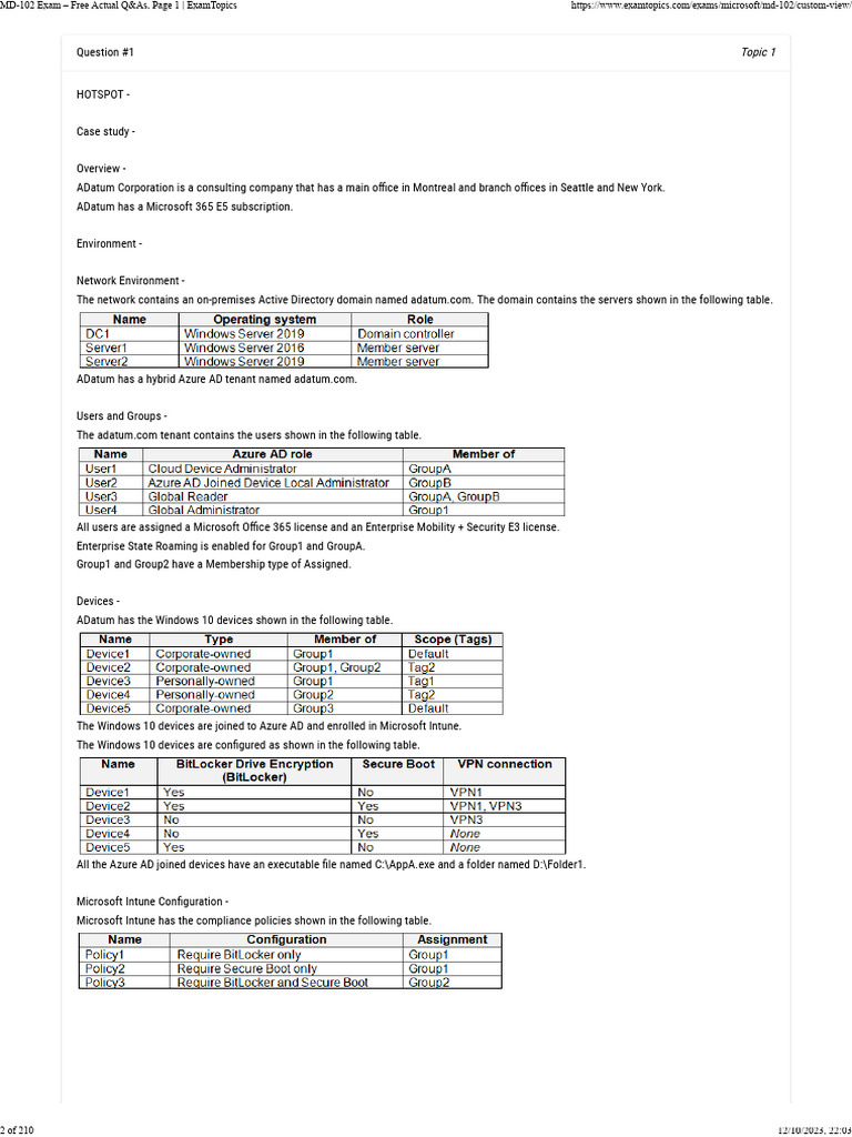 MD-102 Exam Overview and Requirements | PDF | Microsoft Windows ...