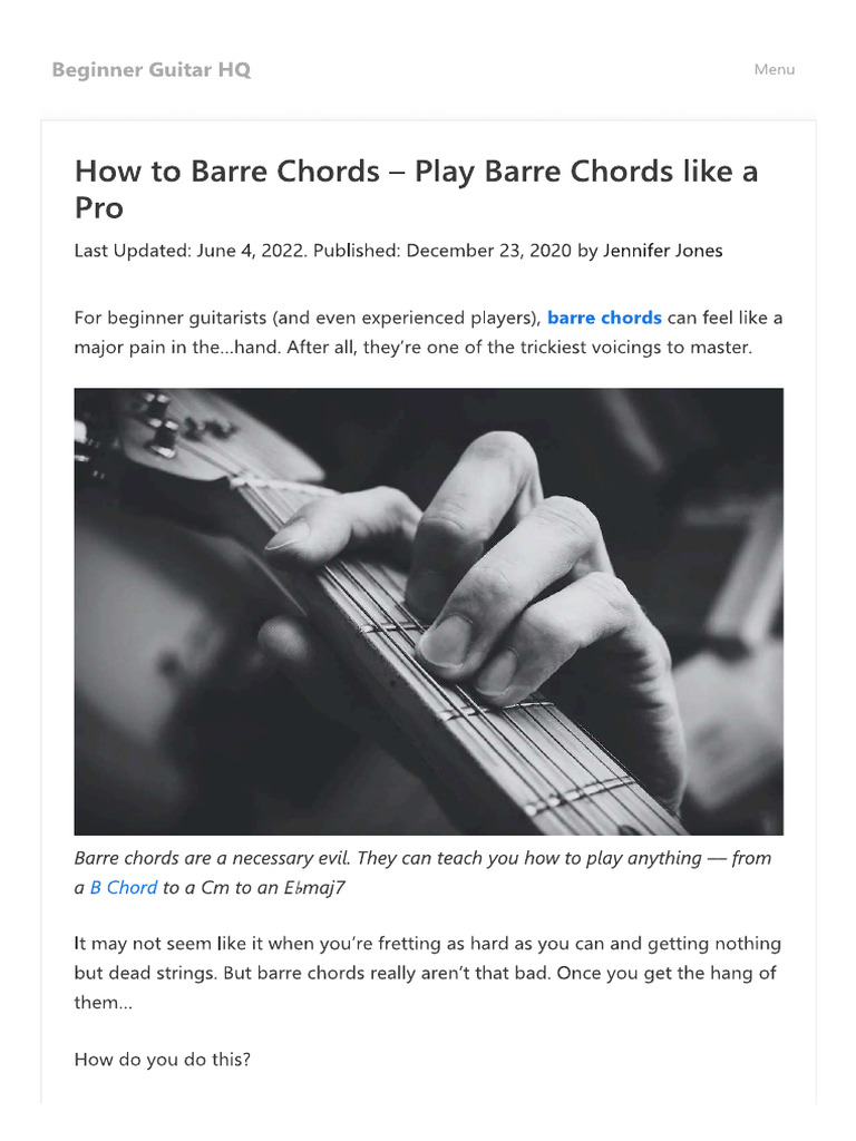 Bare Chord Tutorial | PDF
