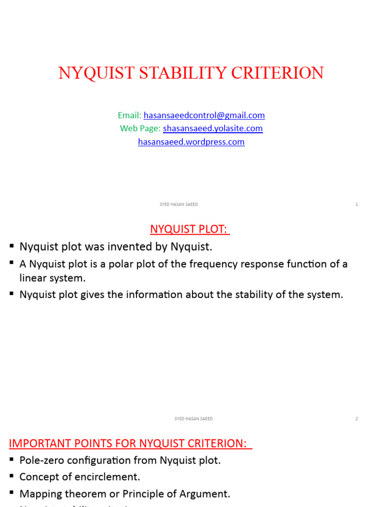 Nyquist Stability Criterion | PDF | Mathematical Physics | Mathematical ...