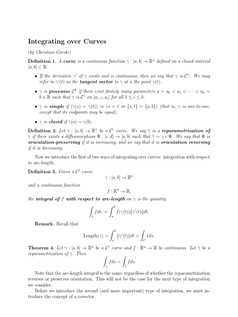 Integrals Over Curves and Surfaces | PDF | Integral | Curve