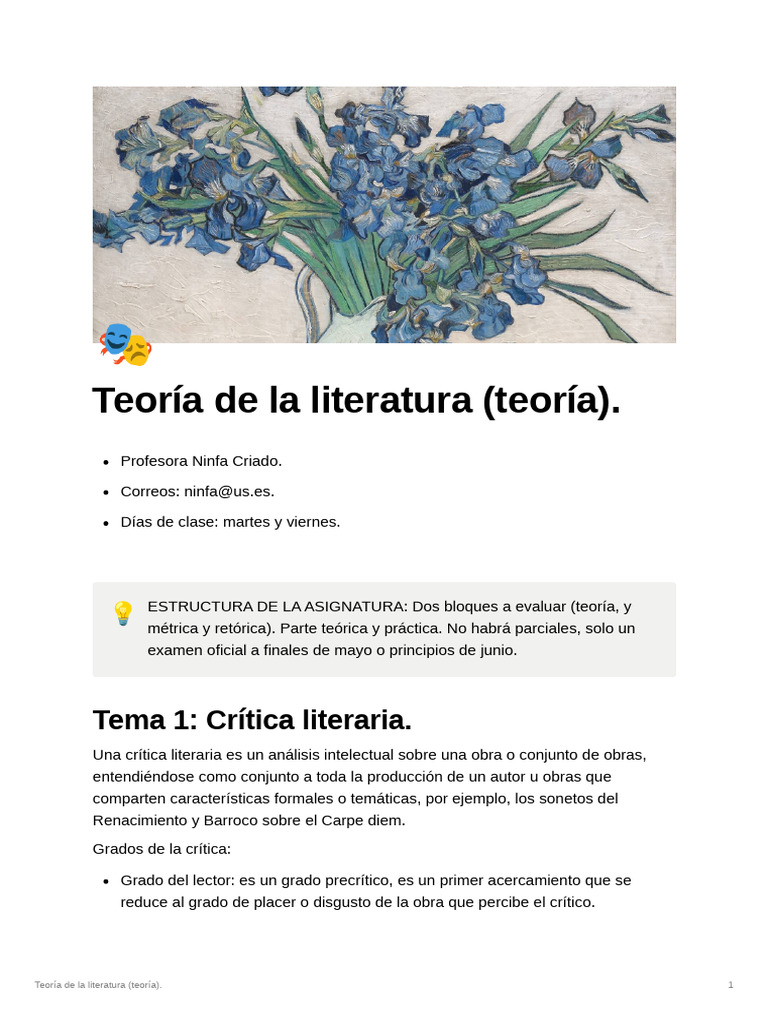 Teora de La Literatura (Teora) .-1 | PDF | Crítica literaria | Teoría ...