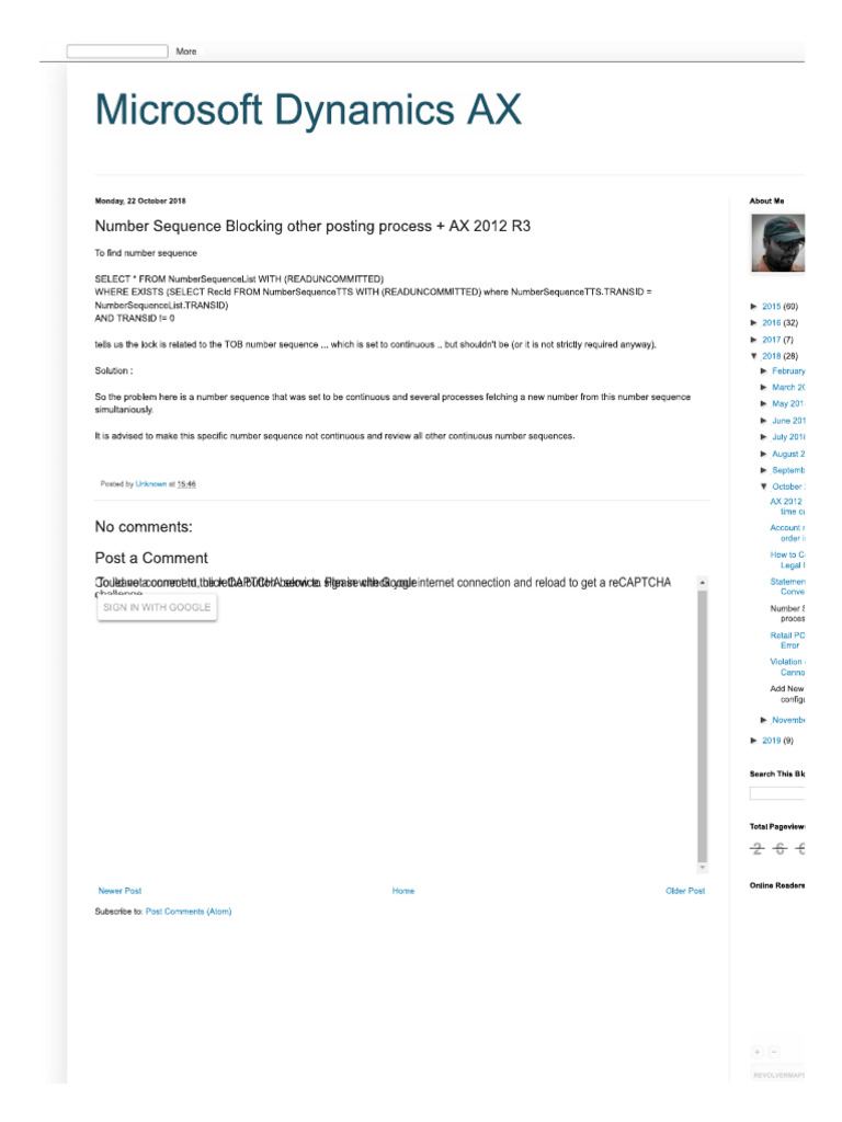 Number Sequence Blocking Other Posting Process + AX 2012 R3 | PDF