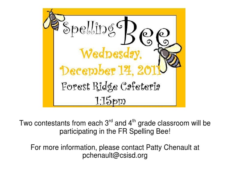 3rd & 4th Grade FR Spelling Bee Info | PDF