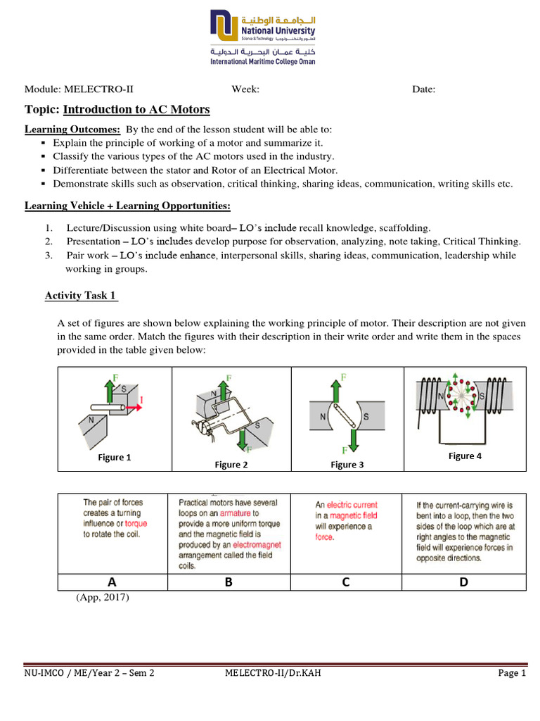 Activity Sheets-AC Motors | PDF | Electric Motor | Manufactured Goods