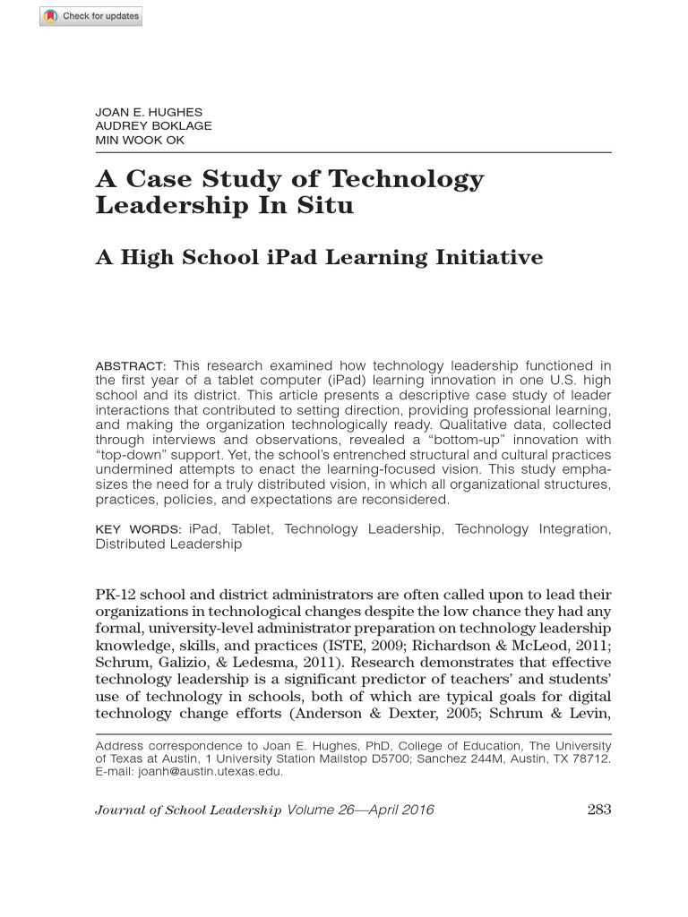 High School iPad Leadership Study | PDF | Leadership | Tablet Computer